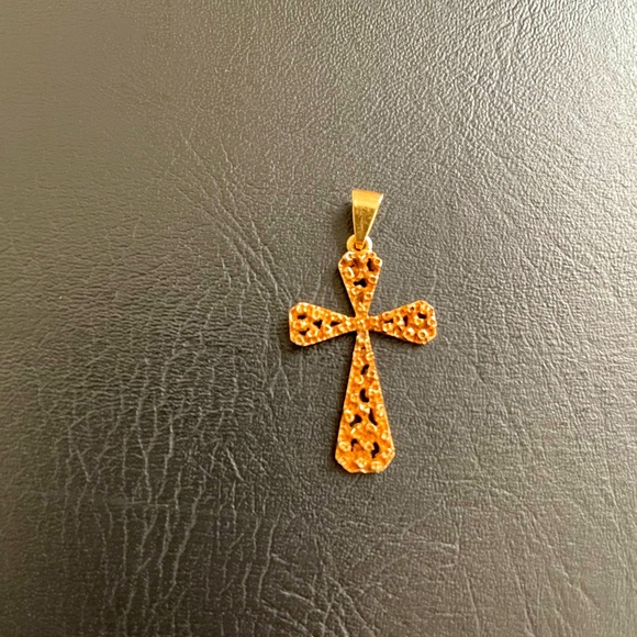 Jewelry | 14k Gold Stippled Texture Cross Pendant | Poshmark